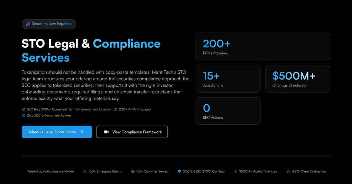 STO Legal & Compliance Services for Security Token Offerings | Ment Tech